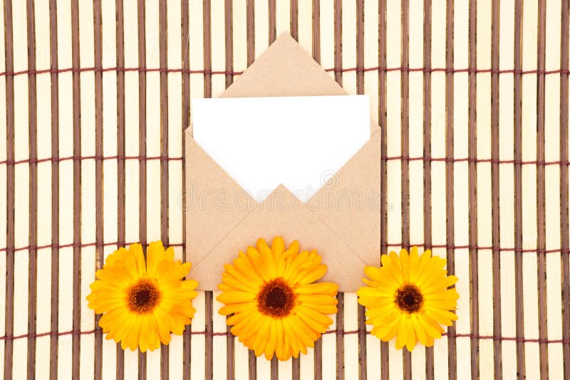 Envelope of Kraft Paper with a Blank Message and with Beautiful Stock ...