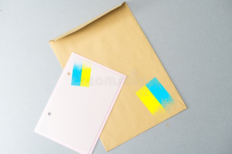 Envelope and Letter with Flag of Ukraine. Stock Photo - Image of ...