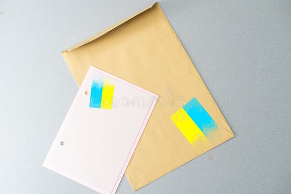 Envelope and Letter with Flag of Ukraine. Stock Photo - Image of ...