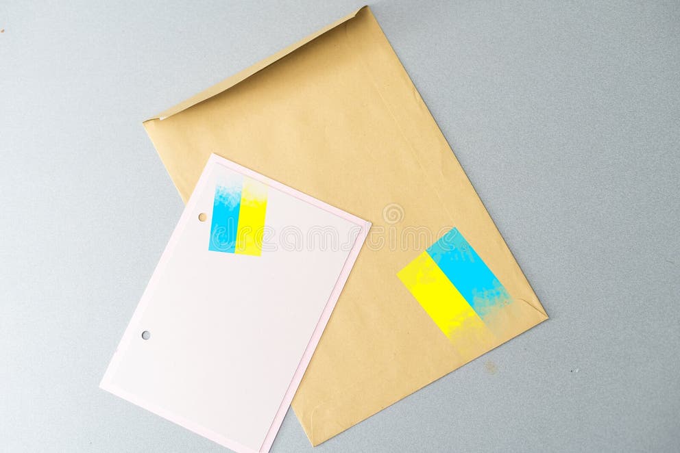 Envelope and Letter with Flag of Ukraine. Stock Photo - Image of ...
