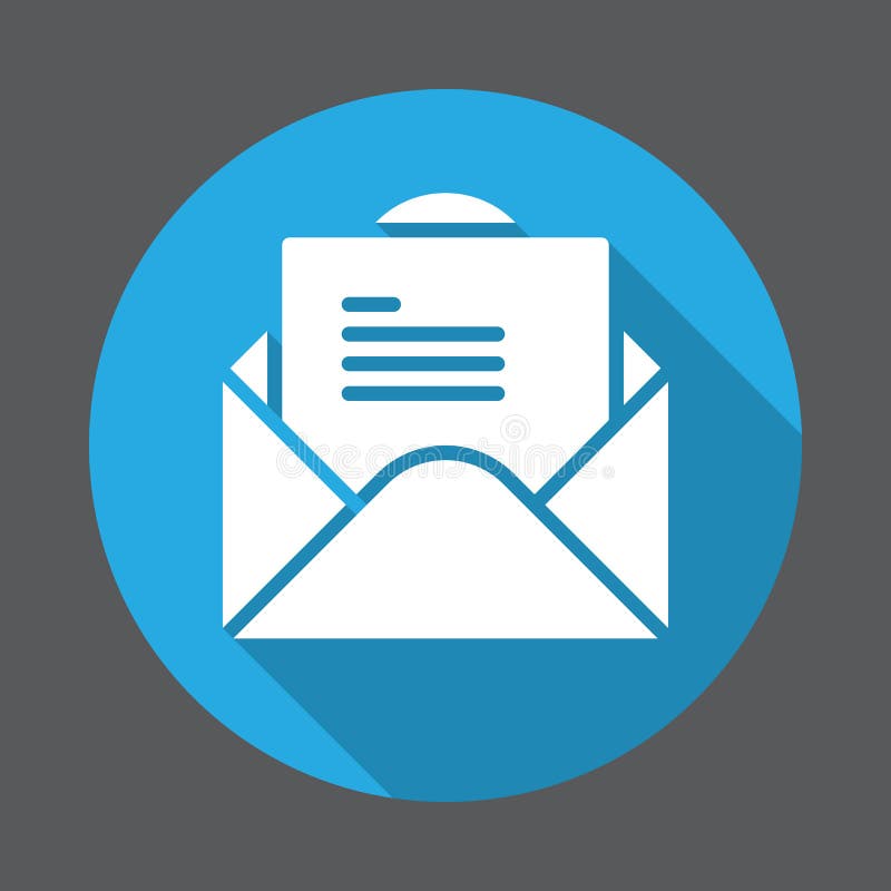 Envelope with Letter Flat Icon. Round Colorful Button, Circular Vector ...