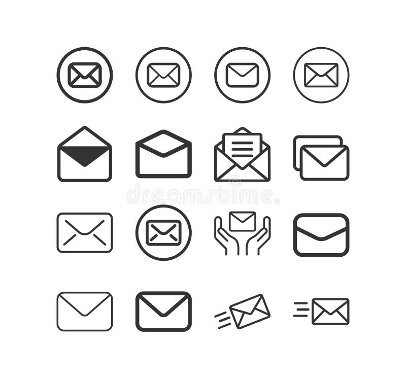 Envelope Line Icon Set. E-Mail, Message Symbol Stock Vector ...