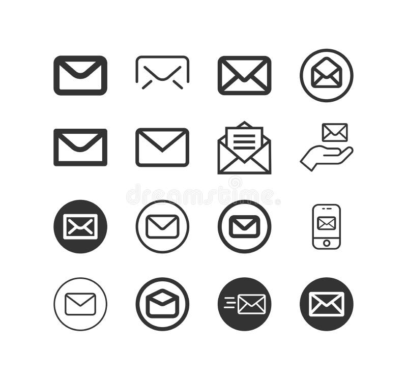 Envelope Line Icon Set. E-Mail, Message Symbol Stock Vector ...