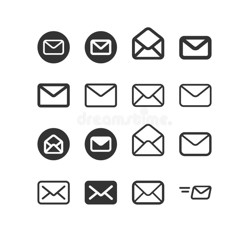 Envelope Line Icon Set. E-Mail, Message Symbol Stock Vector ...