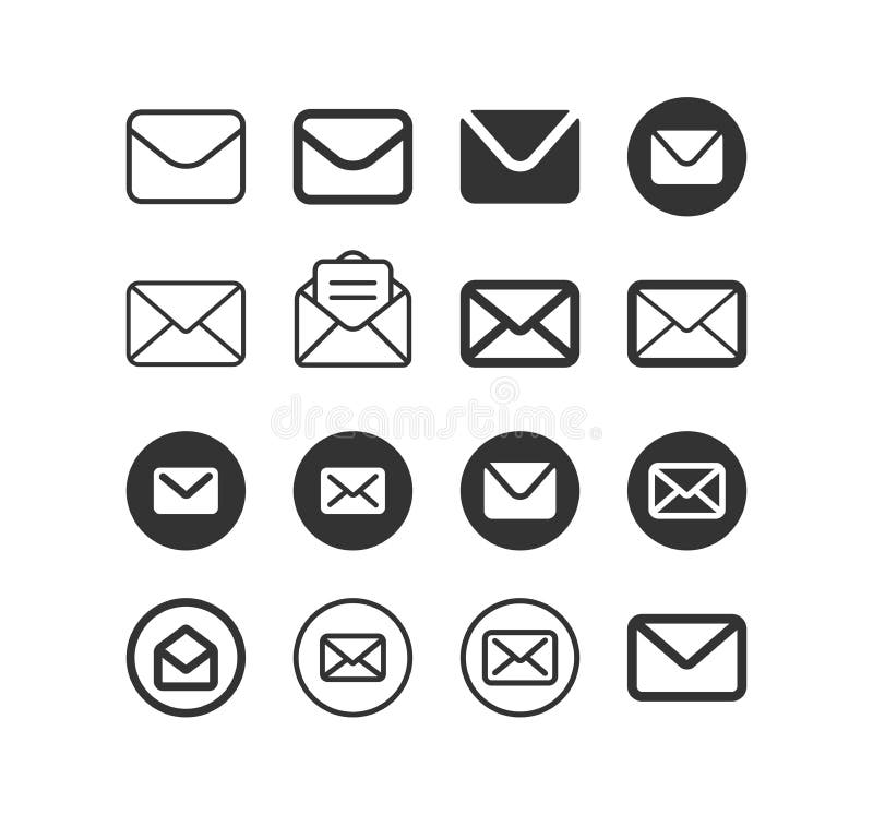 Envelope Line Icon Set. E-Mail, Message Symbol Stock Vector ...