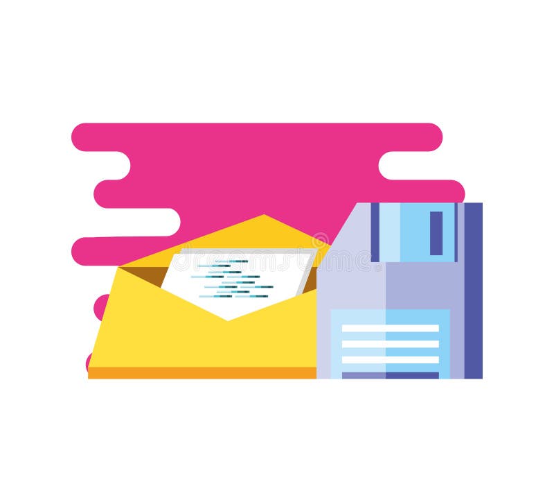 Envelope Mail Communication with Floppy Disk Stock Illustration ...