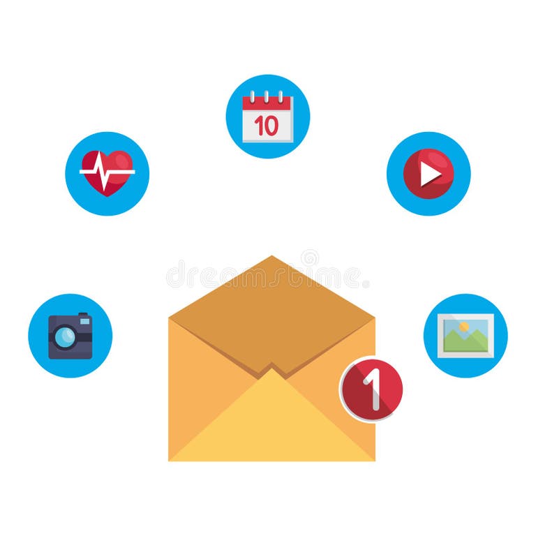 Envelope Mail with Counter and Apps Menu Stock Illustration ...
