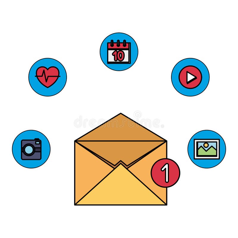 Envelope Mail with Counter and Apps Menu Stock Illustration ...