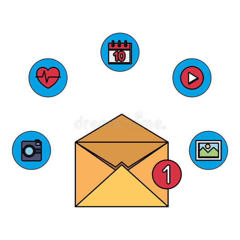 Envelope Mail with Counter and Apps Menu Stock Illustration ...