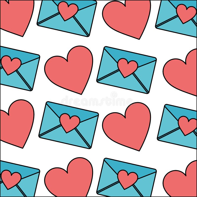 Envelope Mail with Heart Pattern Stock Illustration - Illustration of ...