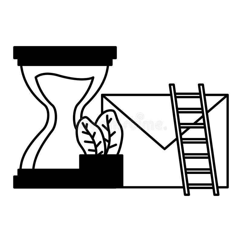 Envelope Mail with Hourglass and Stair Stock Illustration ...