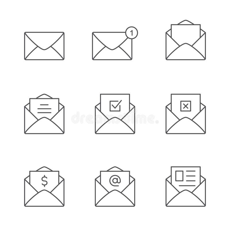 Email Open Envelope Paper Sticker with Shadow. Vector Isolated Label ...