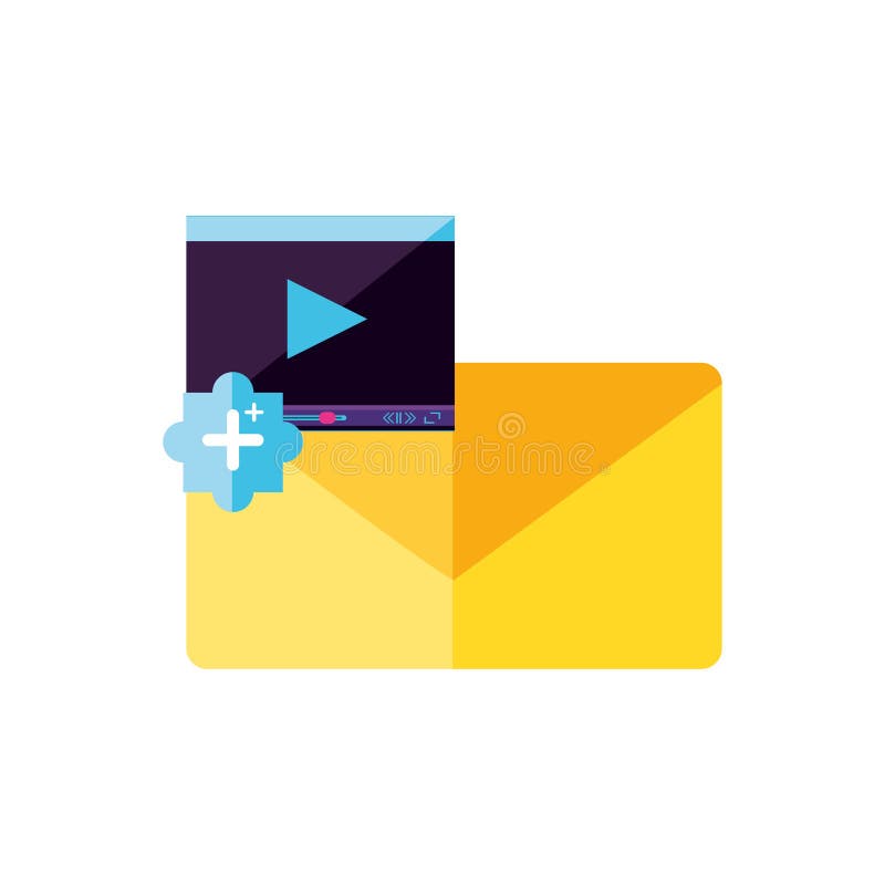 Envelope Mail with Media Player Video Stock Illustration - Illustration ...