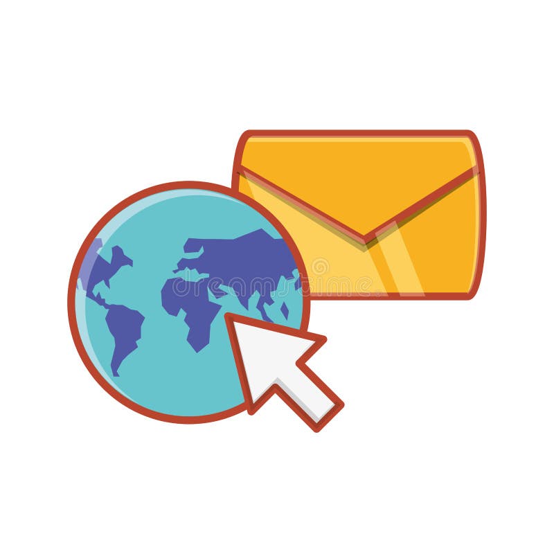 Envelope Mail with Planet Earth and Arrow Stock Illustration ...