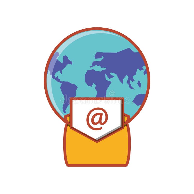 Envelope Mail with Planet Earth Stock Illustration - Illustration of ...