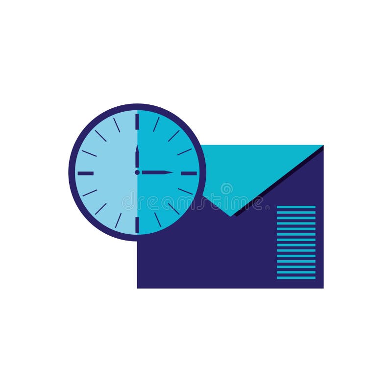 Envelope Mail with Time Clock Isolated Icon Stock Vector - Illustration ...