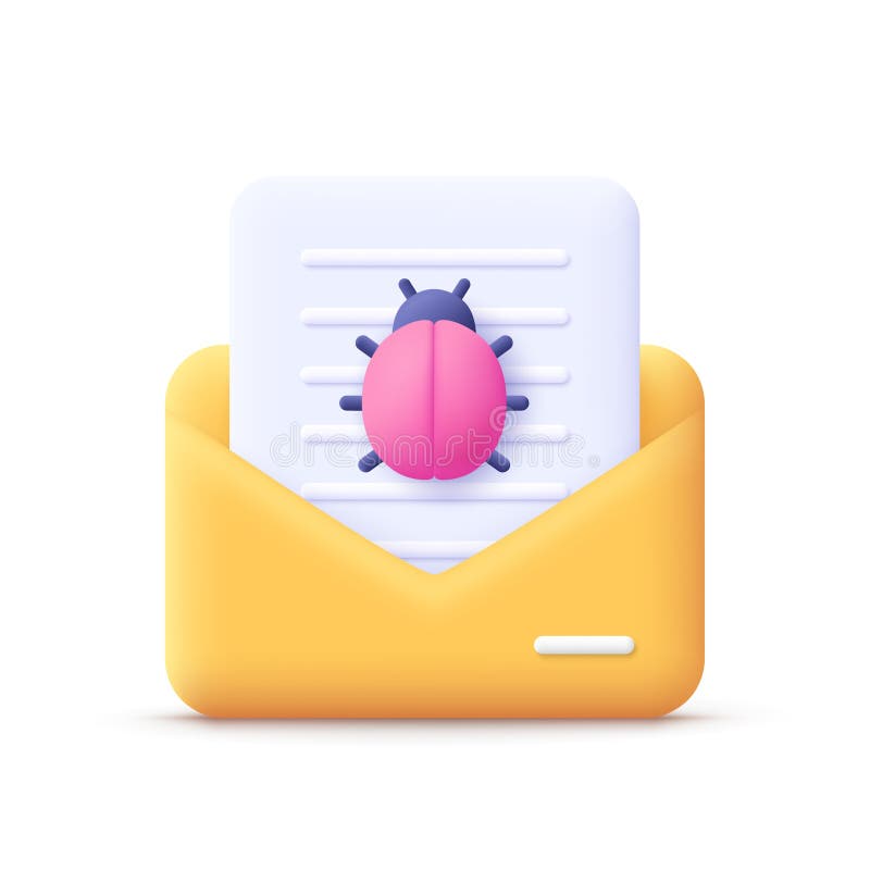 Envelope with Mail and Virus Bug Spam Alert. Mail Infected Malware ...