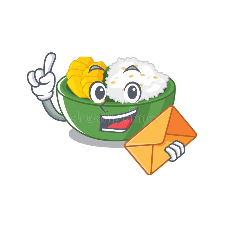 With Envelope Mango Sticky Rice in Cartoon Plate Stock Vector ...