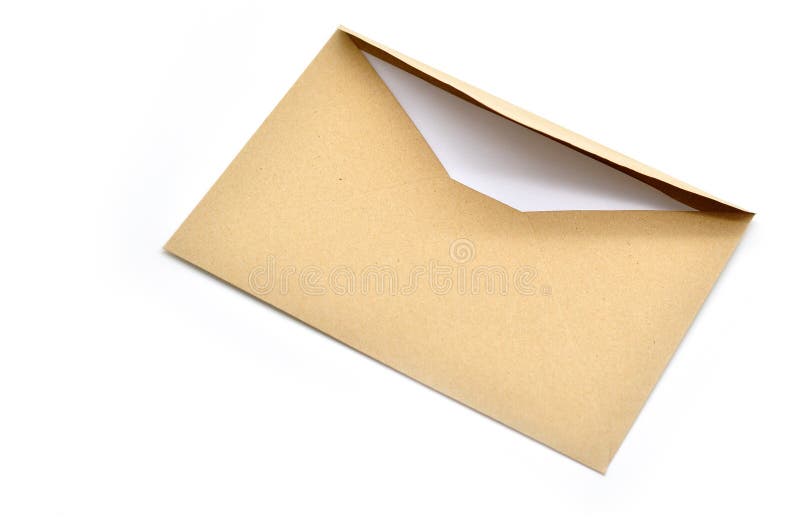 Envelope Marrom Aberto Com Papel Imagem de Stock - Imagem de marrom ...