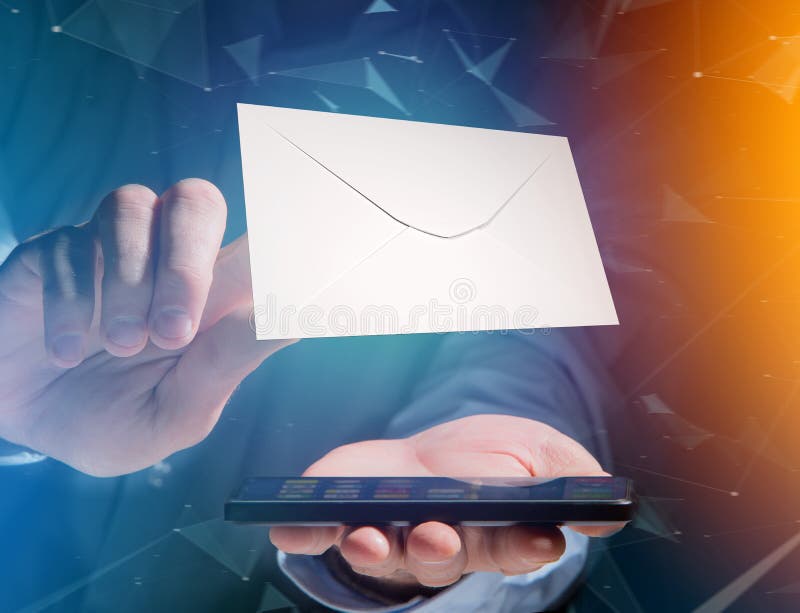 Envelope Message Displayed on a Futuristic Email Interface - 3d Stock ...