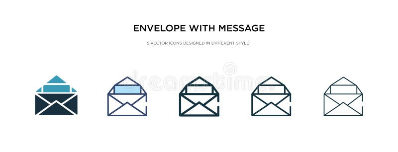 Envelope with Message Icon in Different Style Vector Illustration. Two ...