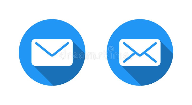 Envelope Message Icon with Long Shadow. Newsletter, Chat, Email Sign ...