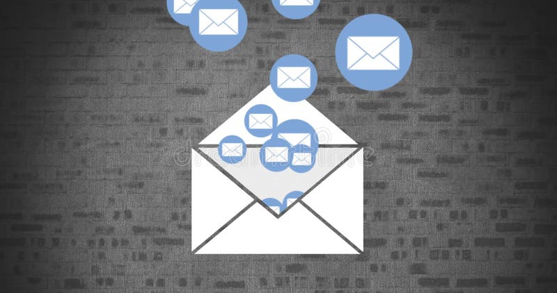 Envelope with Message Icons on a Brick Wall Stock Illustration ...