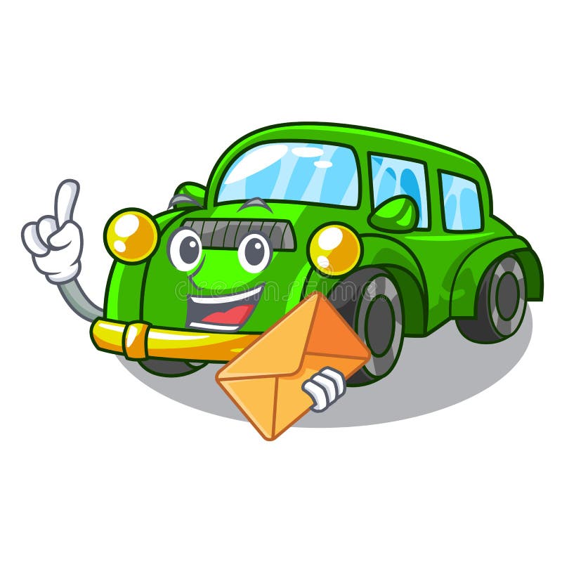 With Envelope Miniature Classic Car in Shape Characters Stock Vector ...