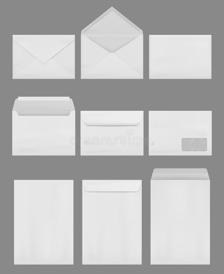 Envelope Mockup. Empty Blank Business Elegant Envelopes for A4 ...