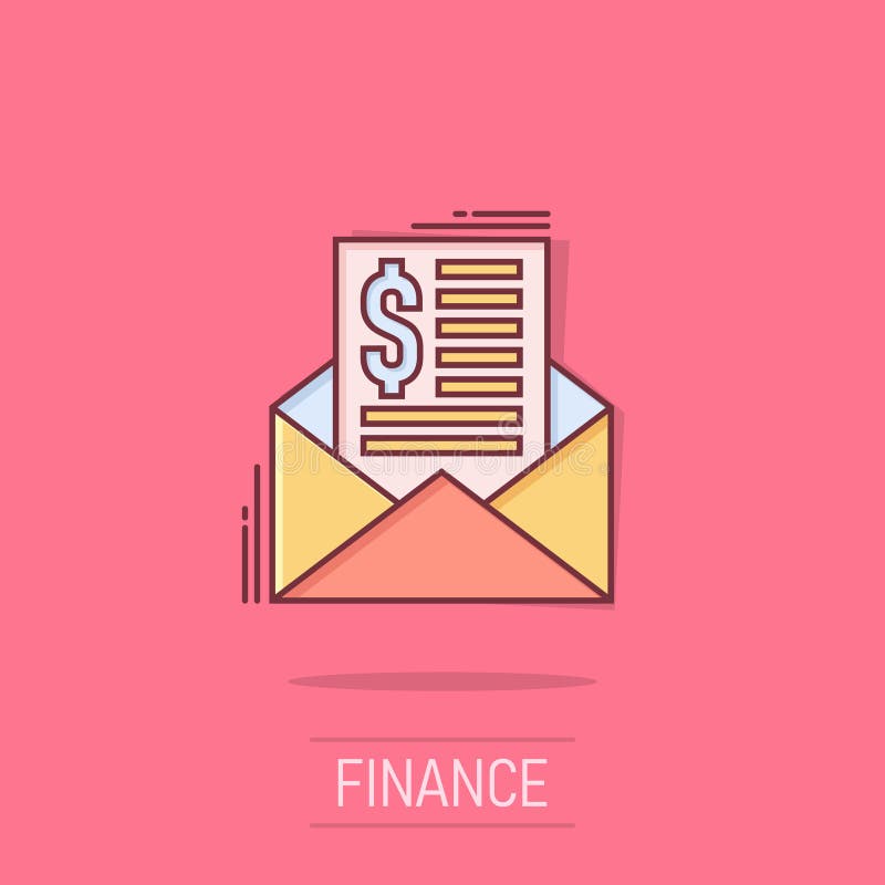 Envelope with Money Icon in Comic Style. E-mail Cash Cartoon Vector ...