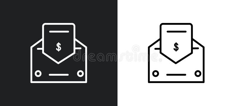 Envelope with Money Inside Outline Icon in White and Black Colors ...