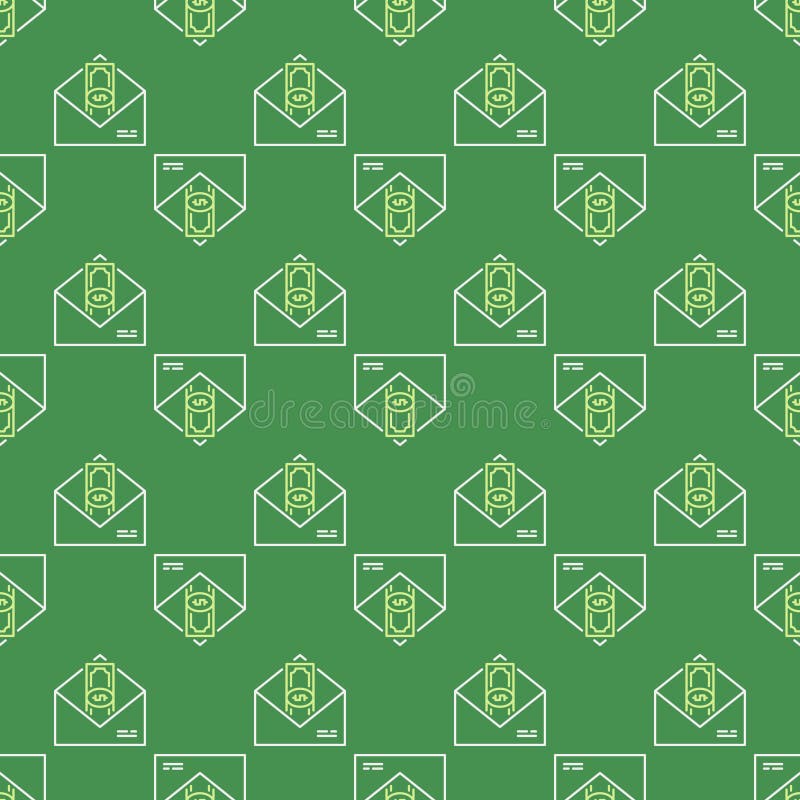 Envelope with Money Vector Dollar Banknote Green Line Seamless Pattern ...