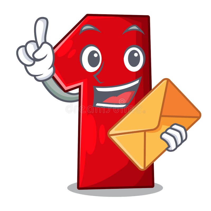 With Envelope Number One Index Finger on Cartoon Stock Vector ...