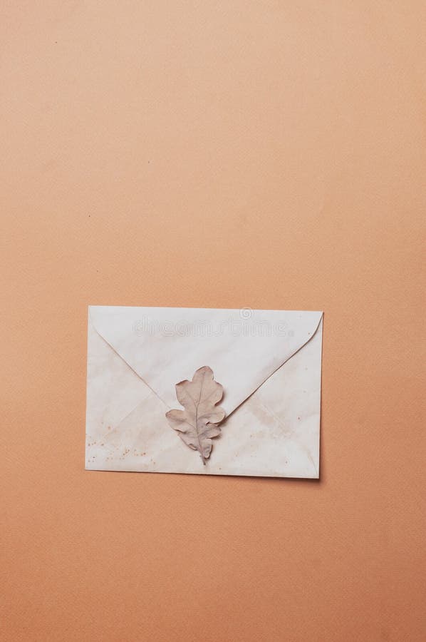 Envelope with Oak Leaf Background with Cope Space Minimalistic Mail ...