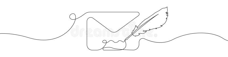 Envelope One Line Drawing Vector. Envelope with Pen Continuous Line ...
