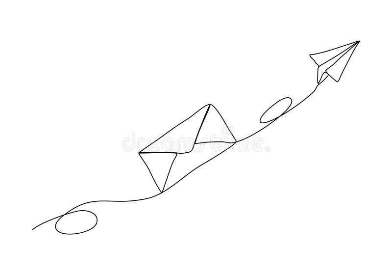 Envelope, One Line Drawing Vector Illustration. Stock Vector ...