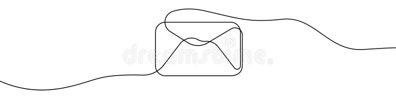 Envelope One Line Drawing Vector. Postcard Continuous Line Drawing ...
