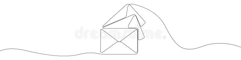 Envelope One Line Drawing Vector. Postcard Continuous Line Drawing ...