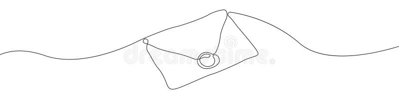 Envelope One Line Drawing Vector. Postcard Continuous Line Drawing ...