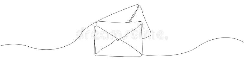 Envelope One Line Drawing Vector. Postcard Continuous Line Drawing ...