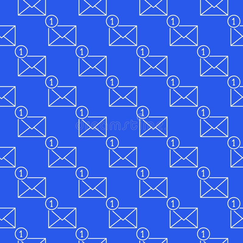 Envelope with One Number in Circle Vector Blue Line Seamless Pattern ...