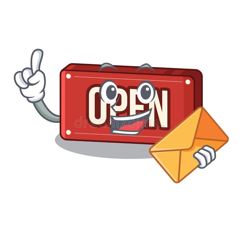 With Envelope Open Sign Isolated in the Cartoon Stock Vector ...