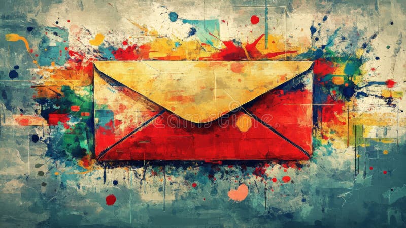 An Envelope Overflowing with Colorful Paint Splatters, Representing an ...