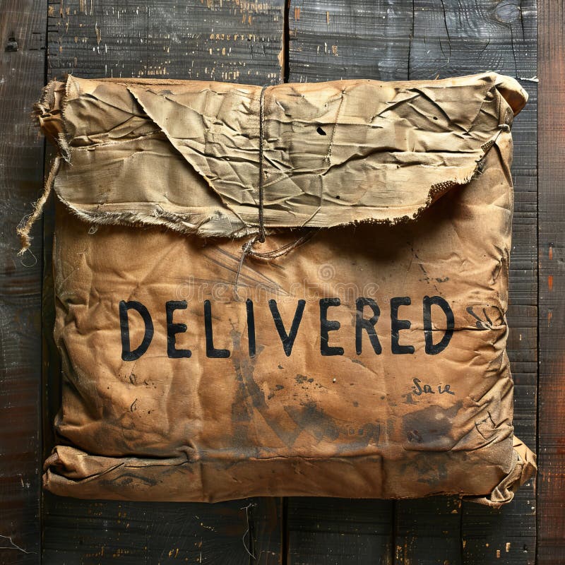 Envelope Package Marked Delivered Resting on Table, Enhancing Delivery ...
