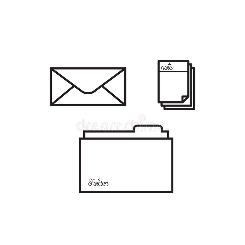 Envelope with Paper and Folder. Vector Illustration Decorative Design ...