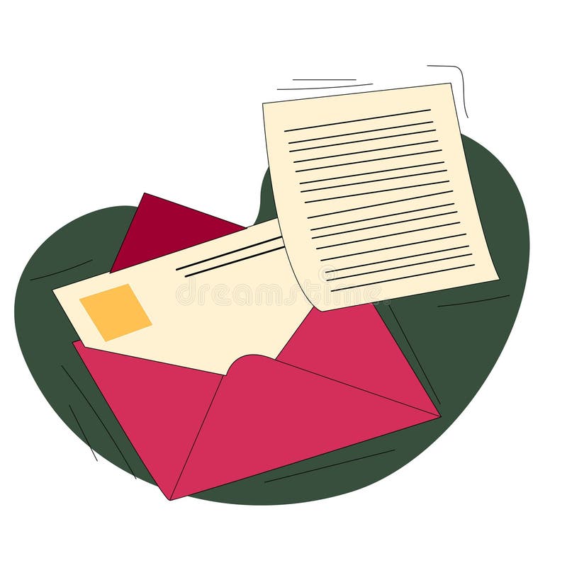Envelope and paper. Mail, stock vector. Illustration of design - 344628778