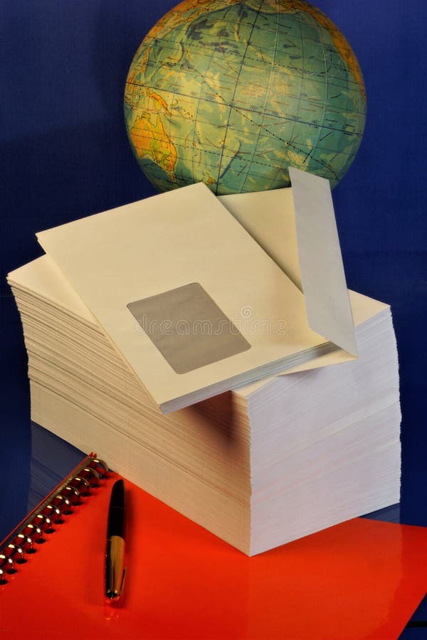 Envelope Paper Mail, Red Folder, Letter and Pen. Envelope a Flat ...