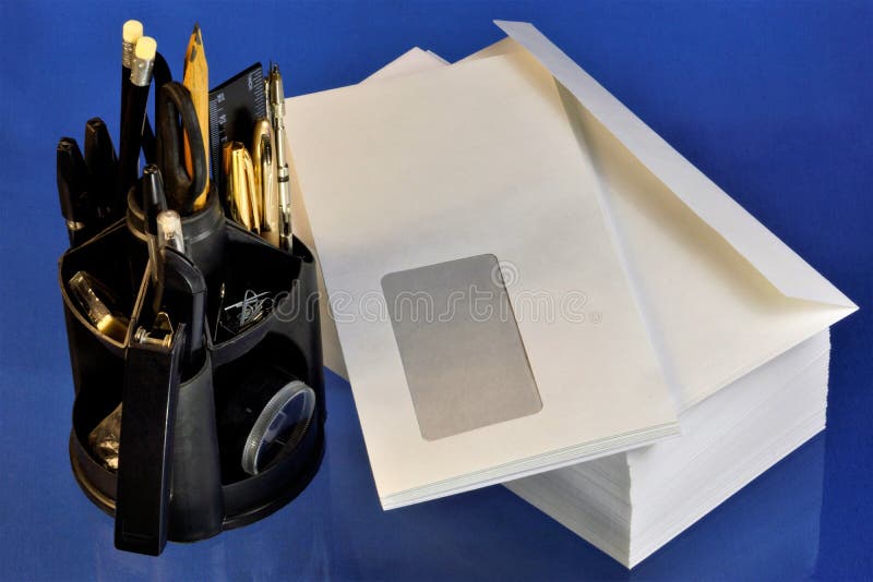 Envelope Paper Mail and Set for Office Pen, Sticker, Pencil, Ruler ...