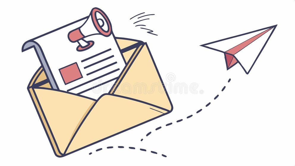 Envelope with Paper Plane, Email and Digital Communication Vector ...