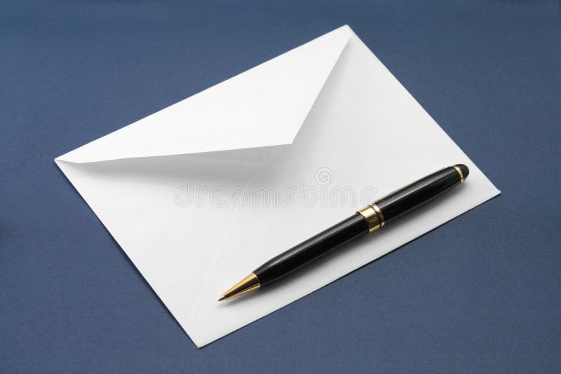 Letter Paper, Envelope and Pen Stock Image - Image of isolated, lines ...